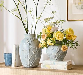 Floral Dusty Blue Vase | Pottery Barn