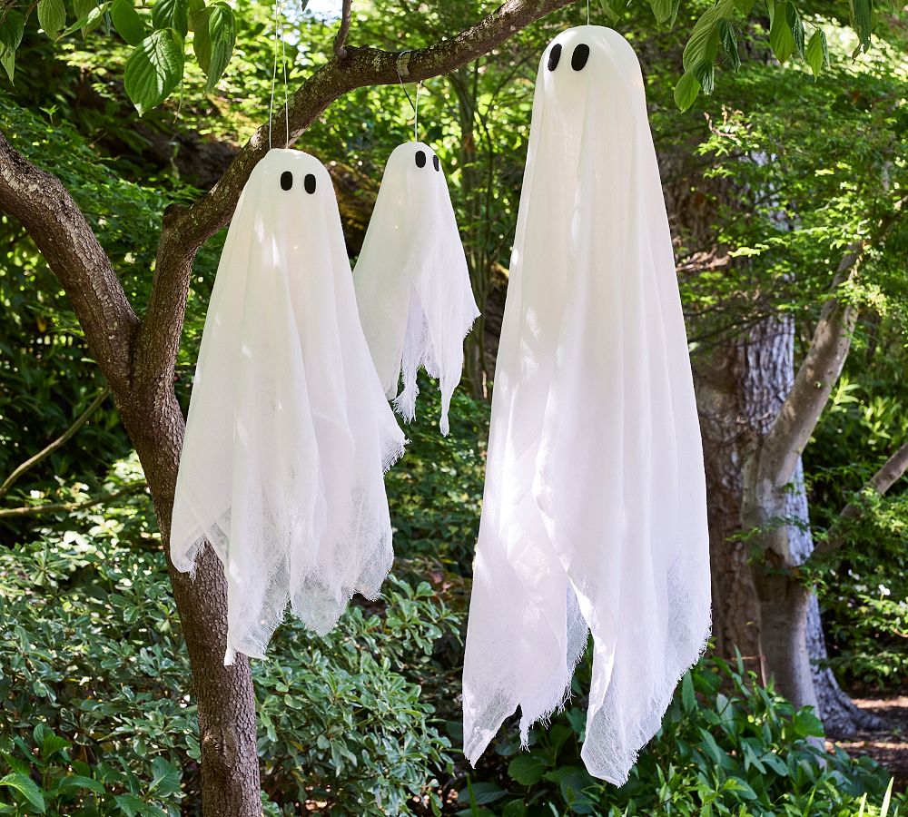 Lit Hanging Ghosts - Enchanting Halloween Decor | Pottery Barn