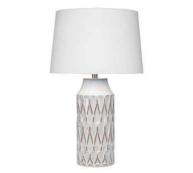 Open Box: Selma Patterned Ceramic Table Lamp - White | Pottery Barn
