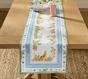Botanical Bunny Border Print Table Runner | Pottery Barn