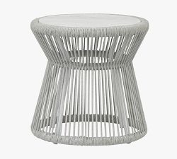 Milo Rope Round Outdoor Marble End Table (20") | Pottery Barn