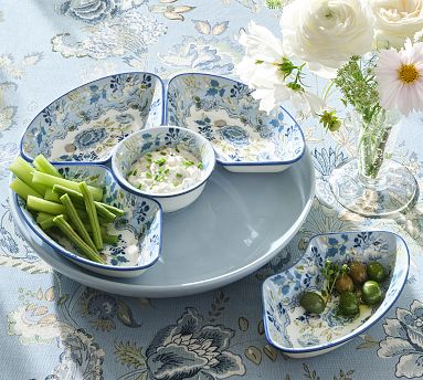 Kravet Arboretum Stoneware Multi-Condiment Server | Pottery Barn