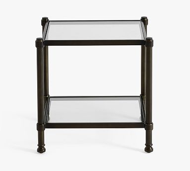 Open Box: Everson Square Glass Side Table (22.5"), Bronze | Pottery Barn