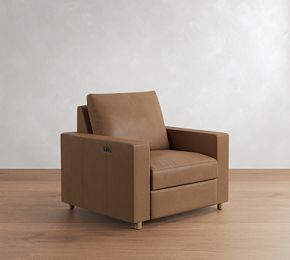 Westwood Square Arm Leather Power Recliner | Pottery Barn
