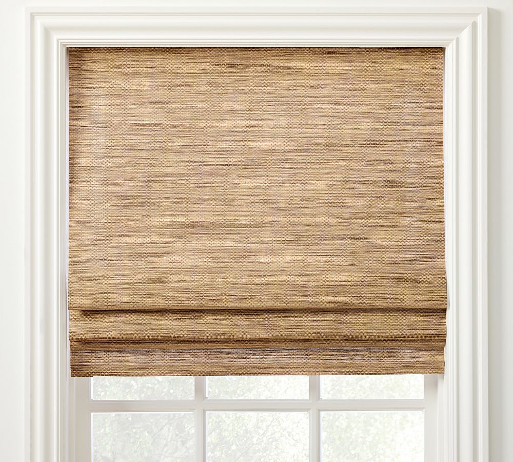 Open Box: Sutton Natural Roman Shade, 29" W x 64" L - Light Natural ...