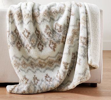 Wallen Cozy Teddy Printed Faux Fur Throw | Pottery Barn