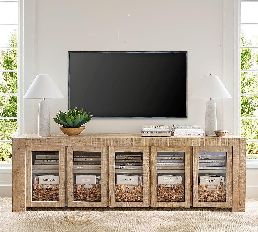 Rockport Glass Media Console (94") | Pottery Barn