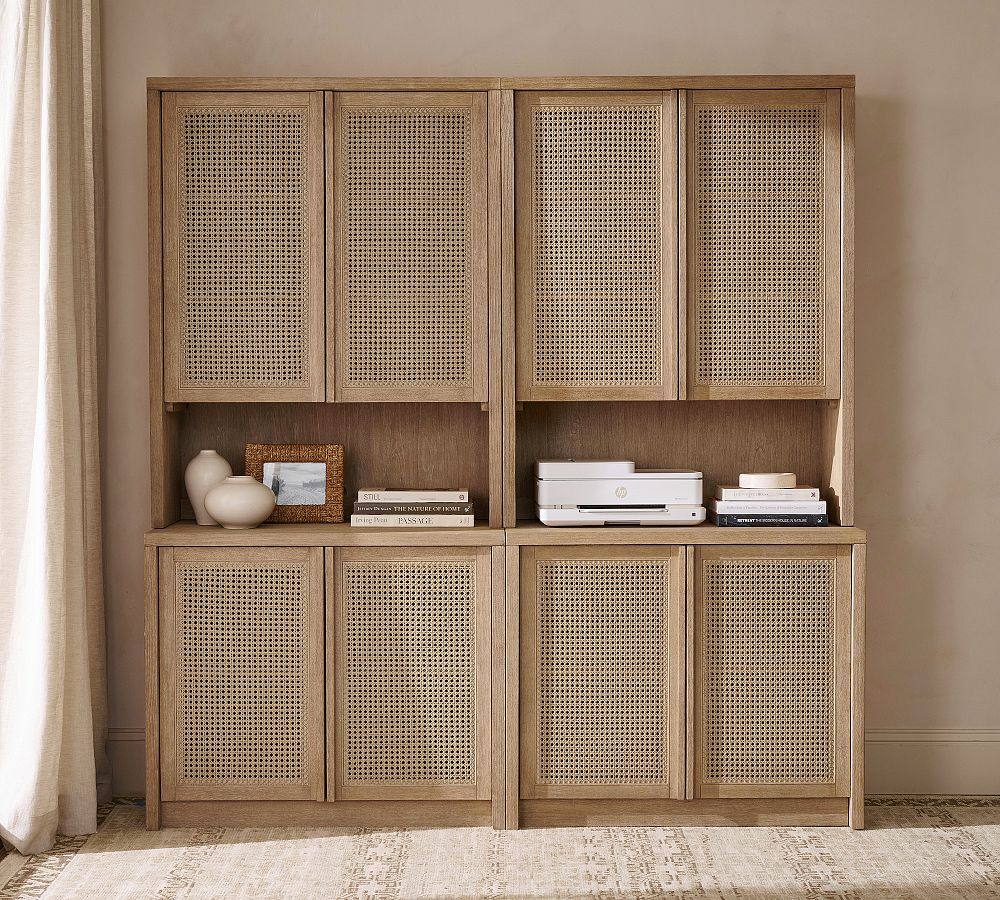 Marina Cane Storage Cabinet Set (72"-108") | Pottery Barn