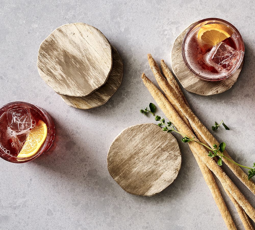 Petrified Wood Coasters - Set of 4 | Pottery Barn