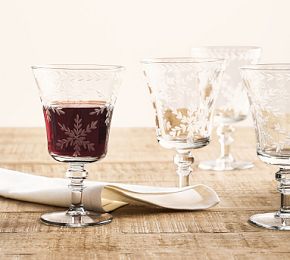 Etched Glass Snowflake Goblets - Set of 4 | Pottery Barn