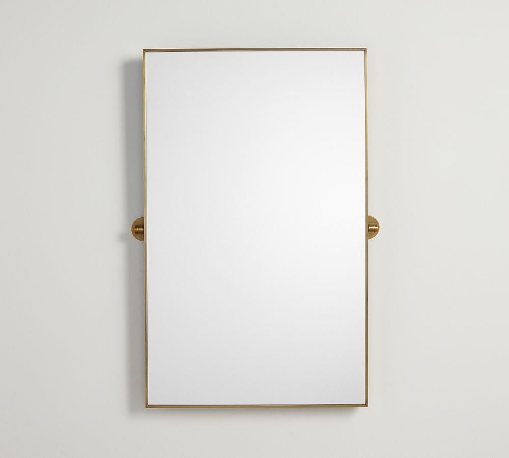 Open Box: Linden Rectangular Pivot Mirror (24"W x 37"H) - Tumbled Brass ...