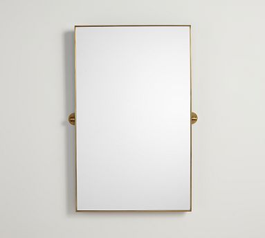 Open Box: Linden Rectangular Pivot Mirror (24"W x 37"H) - Tumbled Brass ...