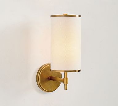 Andre Linen Cylinder Single Sconce (14") | Pottery Barn
