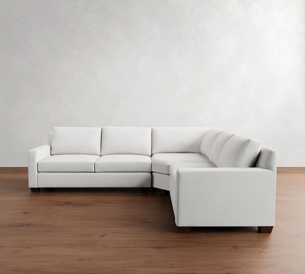 York Square Arm 3-Piece L-Shaped Wedge Sleeper Sectional (117 ...