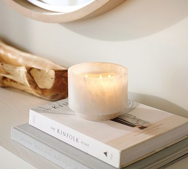 Alabaster Candle - White Floral | Pottery Barn
